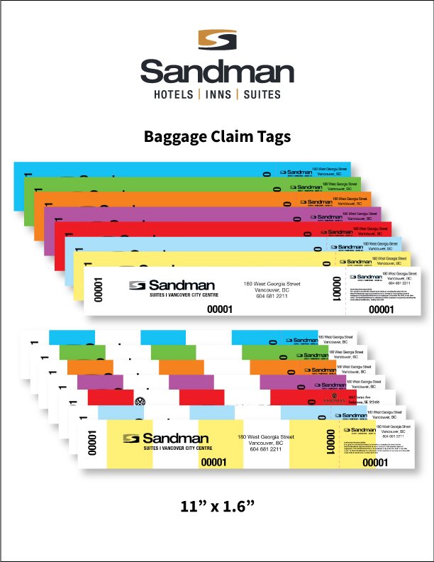 Sandman Baggage Claim Tags – Metro Printers
