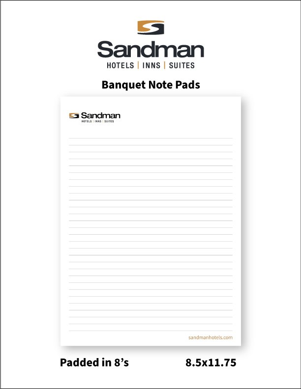 Sandman Banquet Note Pads – Metro Printers